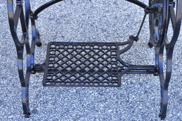 Antique Victorian Cast Iron Treadle Sewing Machine Base Side Table Oval ...