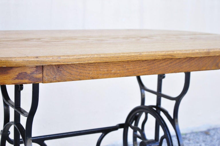 Antique Victorian Cast Iron Treadle Sewing Machine Base Side Table Oval ...