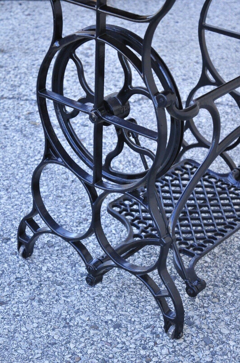Antique Victorian Cast Iron Treadle Sewing Machine Base Side Table Oval ...