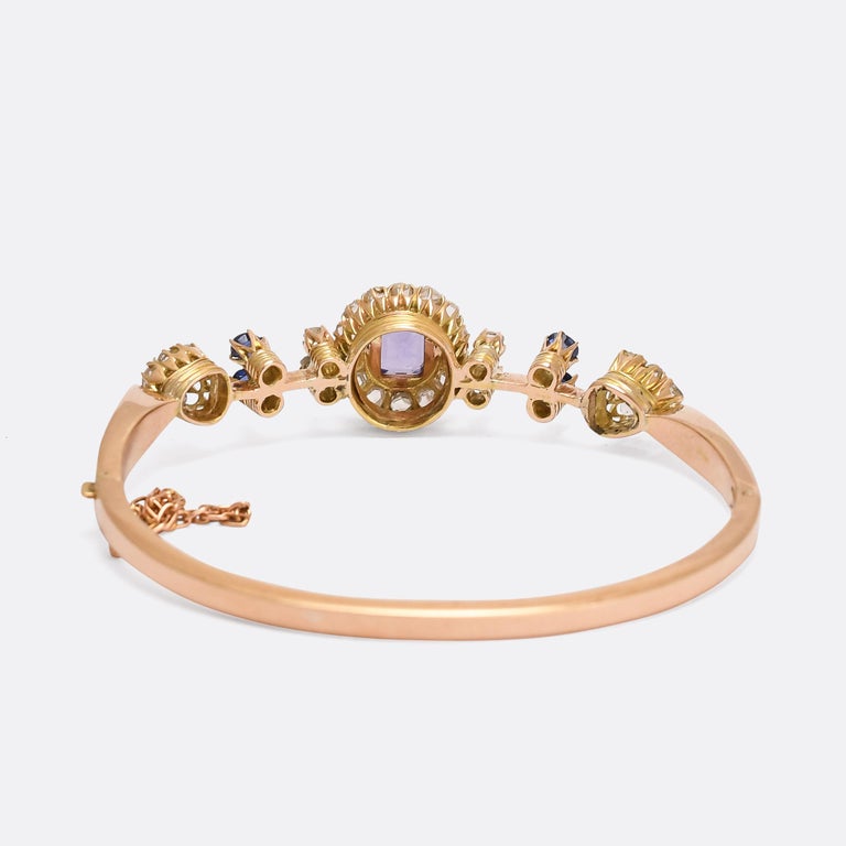 Antique Victorian Certified Blue Spinel Diamond Bangle at 1stDibs