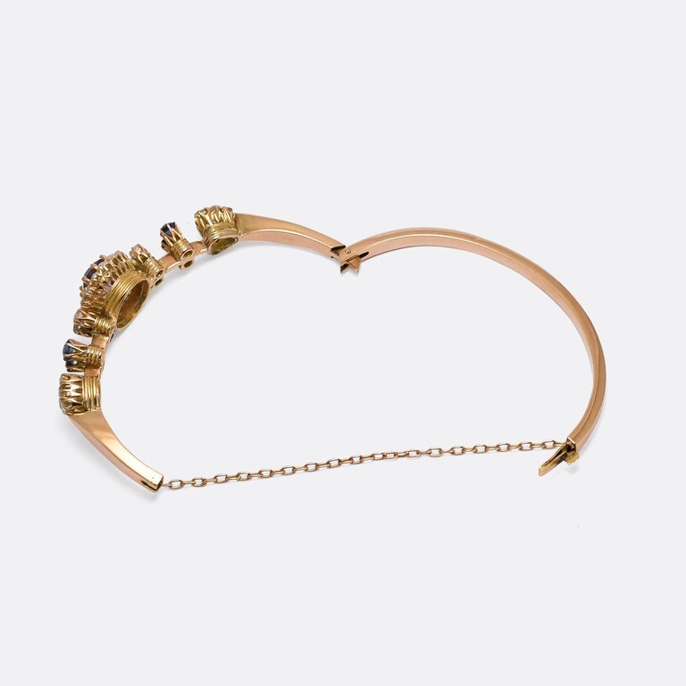 Antique Victorian Certified Blue Spinel Diamond Bangle at 1stDibs