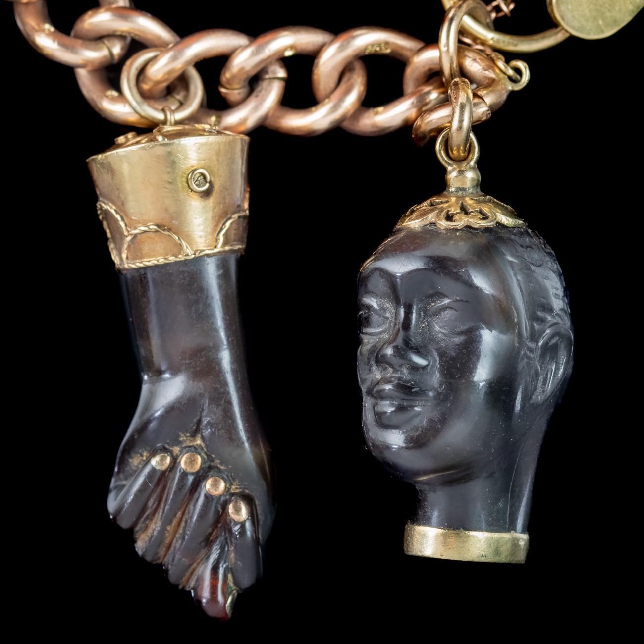 Antique Victorian Charm Bracelet With 12 Charms And Fobs For Sale at ...