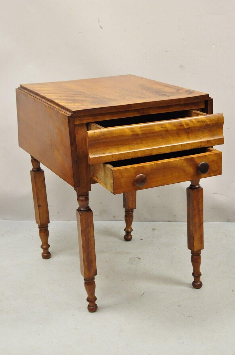 Antique Victorian Chestnut Drop Leaf Work Table Side Table with 2 ...