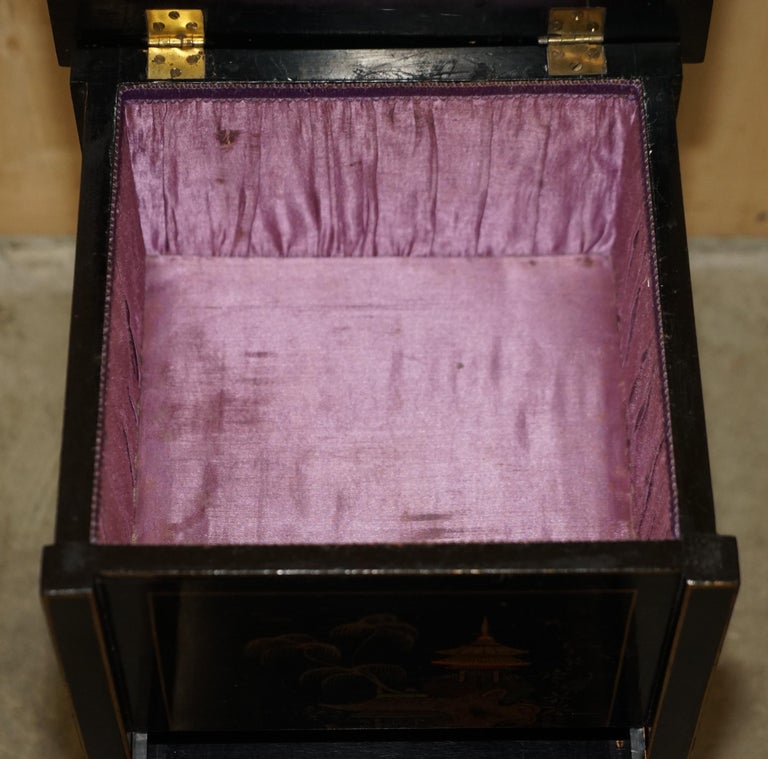 Antique Victorian circa 1880 Chinese Chinoiserie Lacquered Sewing Table ...