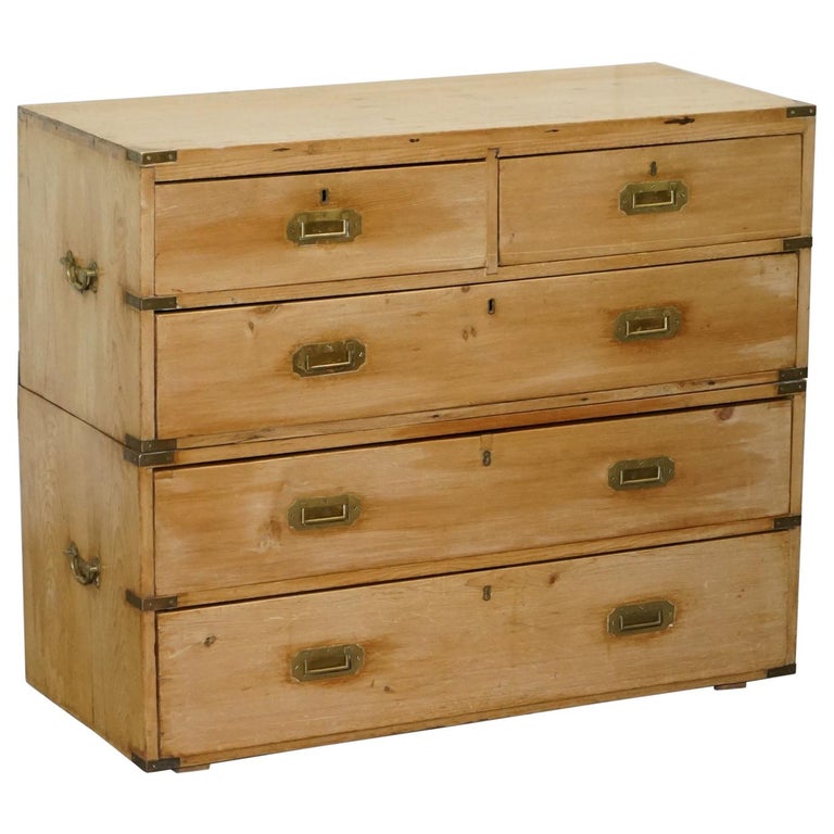 Antique Victorian circa 1880 English Pine Military Campaign Chest of ...