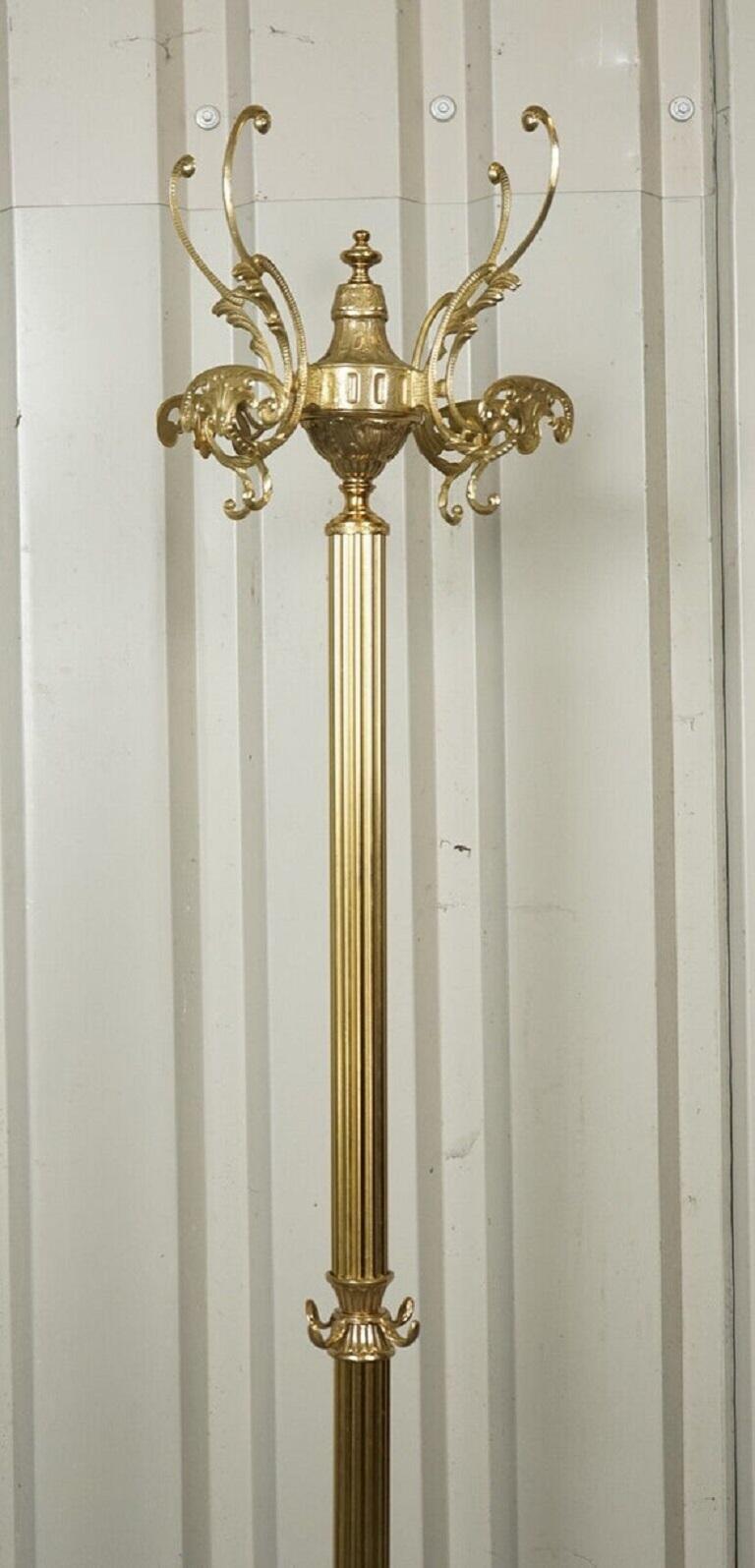 Antique Victorian circa 1880s Brass Coat Hat Scarf Stand with Hooks For ...