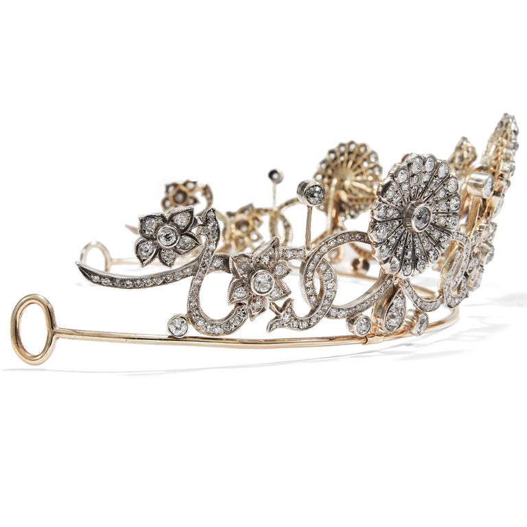 Antique Victorian circa 1890 16.76 ct Diamond Silver and Gold Belle ...