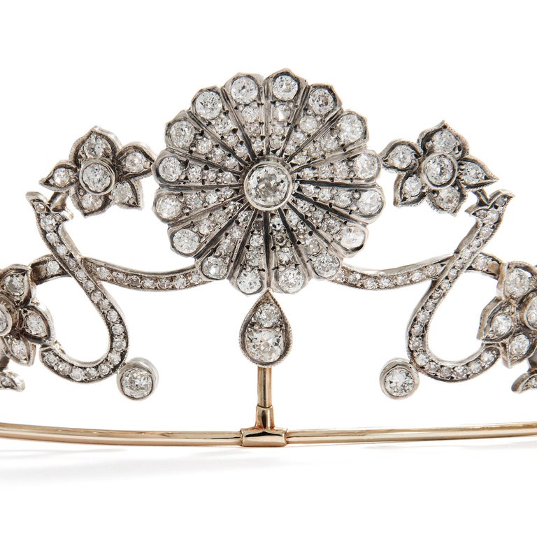 Antique Victorian circa 1890 16.76 ct Diamond Silver and Gold Belle ...