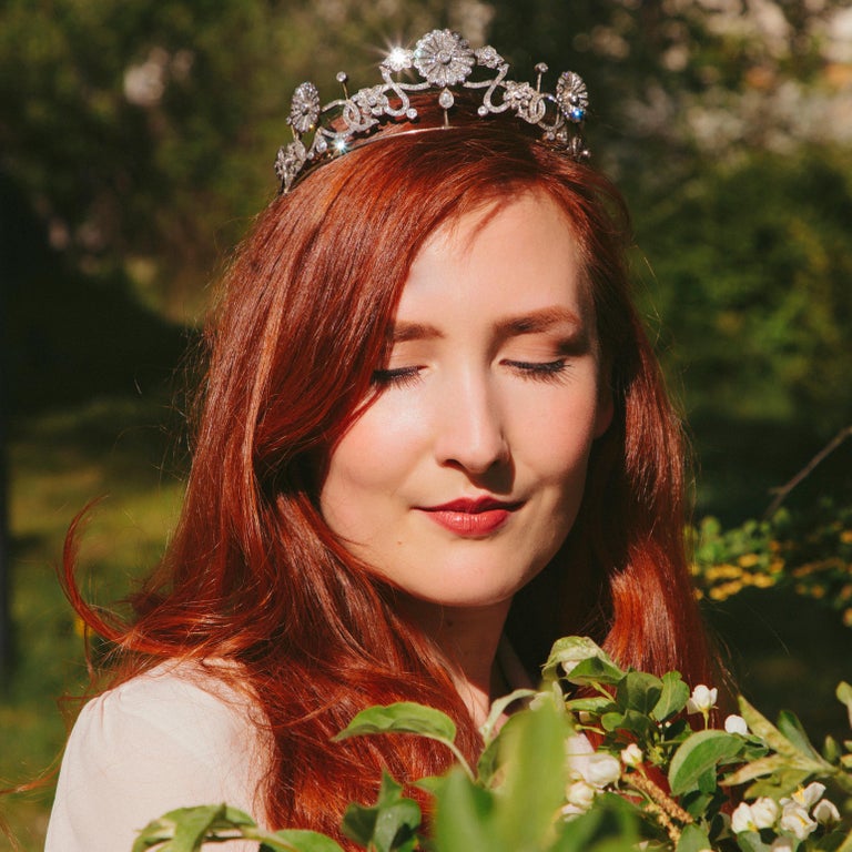 Antique Victorian circa 1890 16.76 ct Diamond Silver and Gold Belle ...