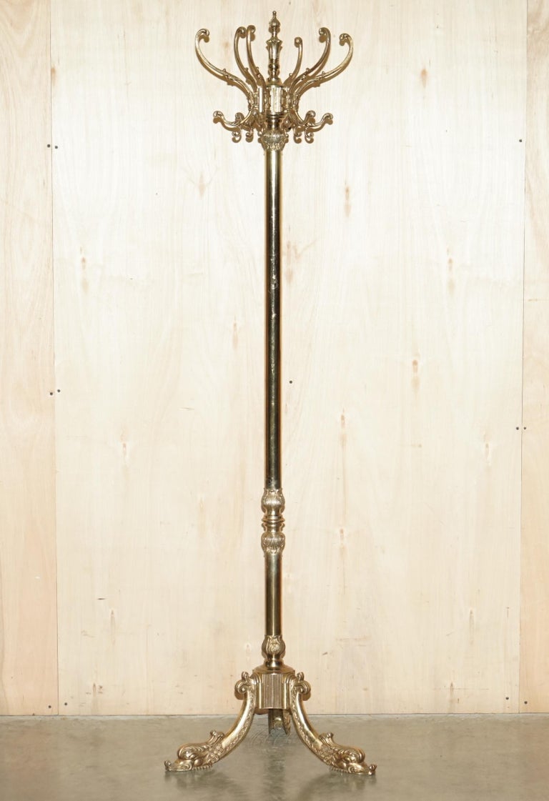 ANTIQUE VICTORIAN CiRCA 1900 BRASS COAT HAT and SCARF STAND RARE ...