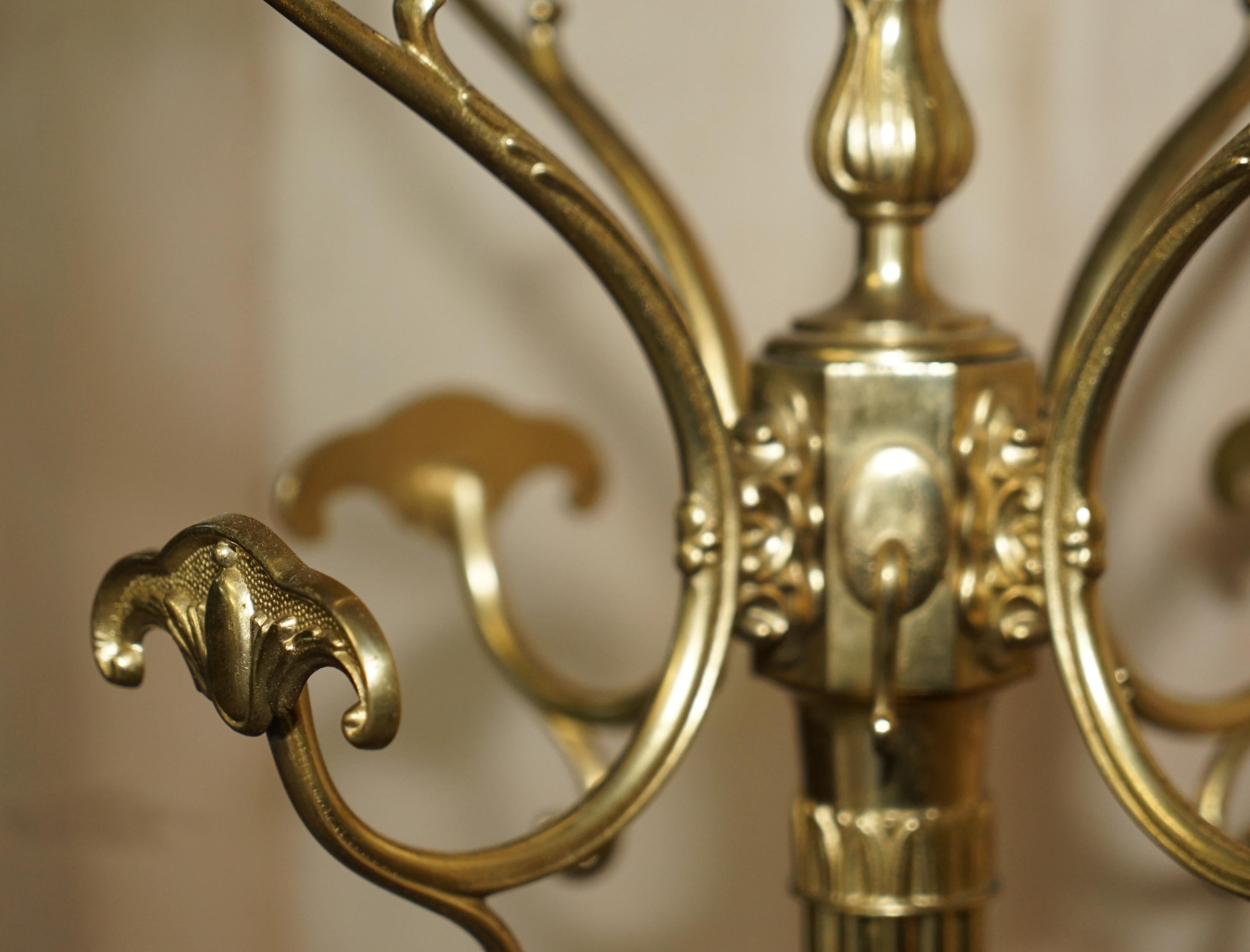 Antique Victorian circa 1900 Brass Marble Base Coat Hat and Scarf Stand ...