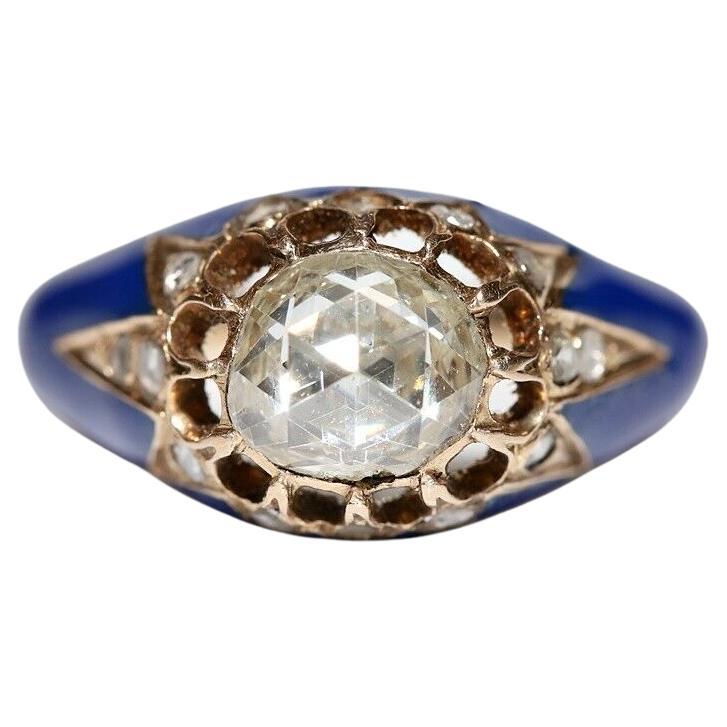 Antique Victorian Circa 1900s 18k Gold Natural Rose Cut Diamond