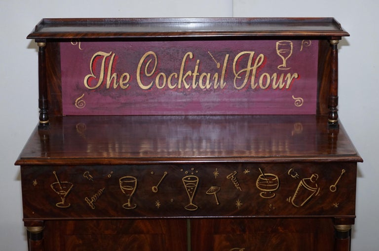 Antique Victorian Cocktail Drinks Cabinet in Flamed Hardwood Nicely ...