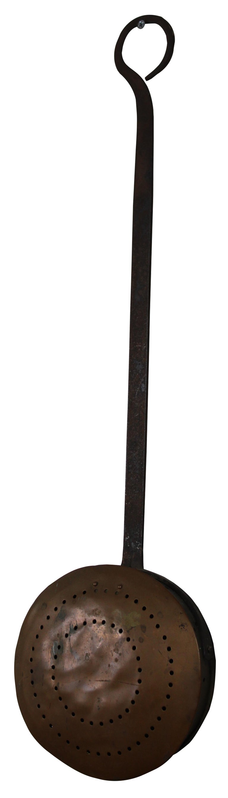 Antique Victorian Copper and Cast Iron Bed Warming Pan For Sale at 1stDibs