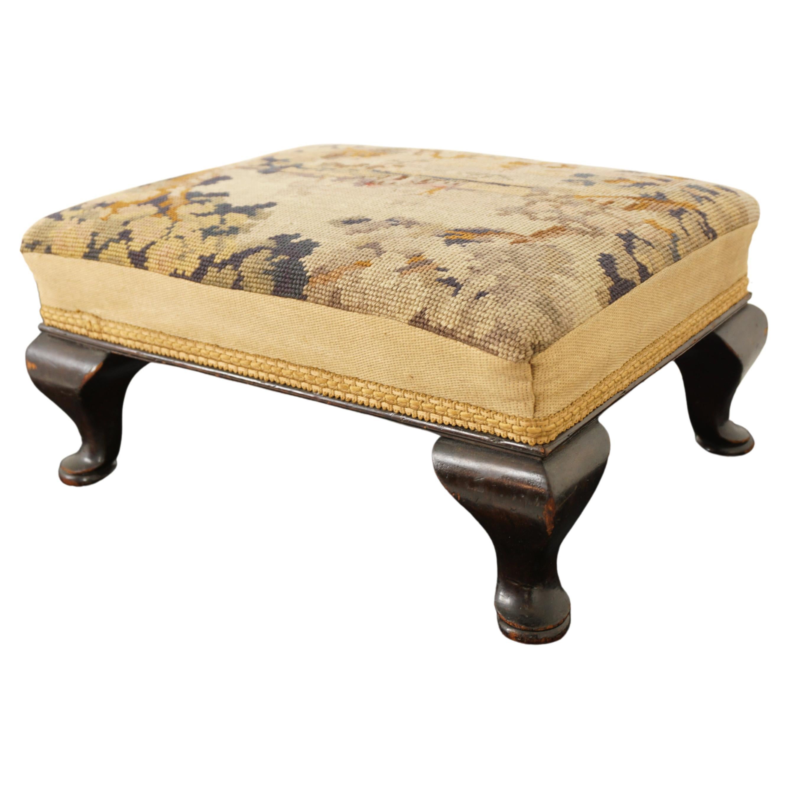 Antique Victorian Country Walnut Foot Stool Needlepoint, Scotland 1870 ...
