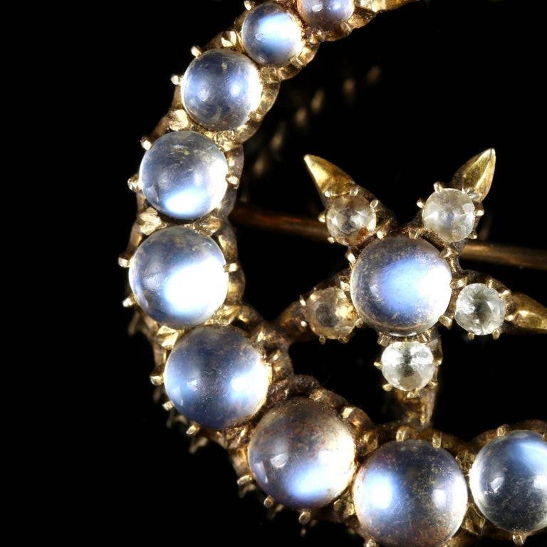 Antique Victorian Crescent Moonstone 18 Carat Brooch, circa 1900 at ...