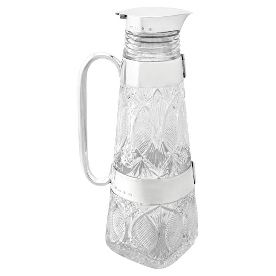 Antique German Cut-Glass and Silver Mounted Claret Jug For Sale at 1stDibs