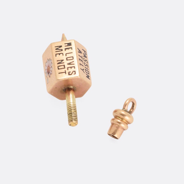 Antique Victorian Daisy Gold Spinning Top Pendant at 1stDibs