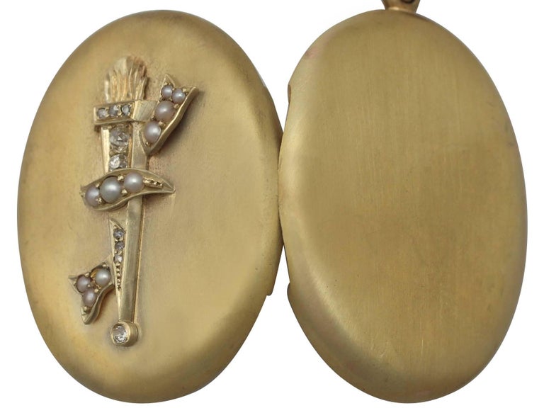 Antique Victorian Diamond and Pearl Yellow Gold Locket Pendant For Sale ...