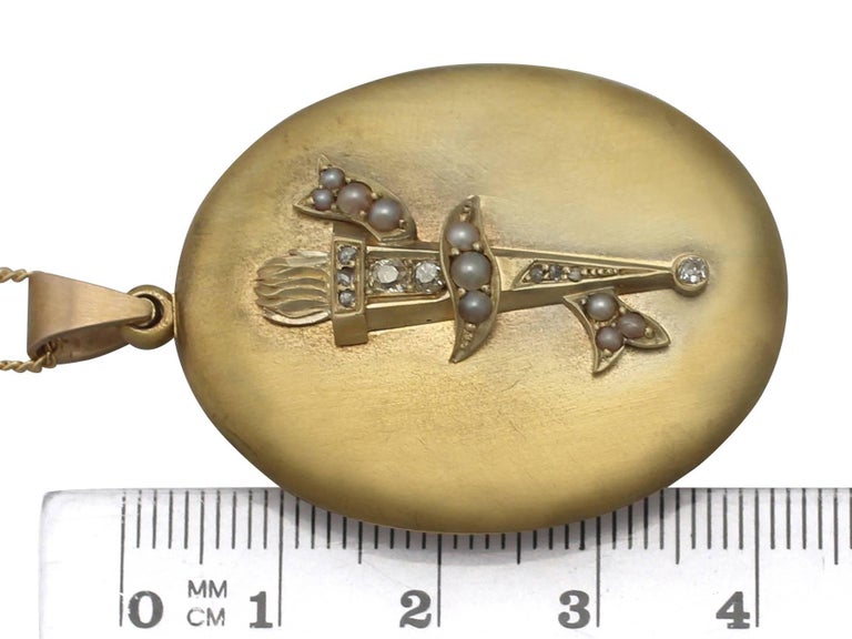Antique Victorian Diamond and Pearl Yellow Gold Locket Pendant For Sale ...