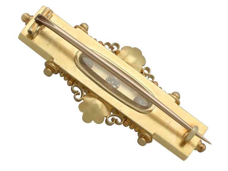 Antique Victorian Diamond and Yellow Gold Bar Brooch at 1stDibs