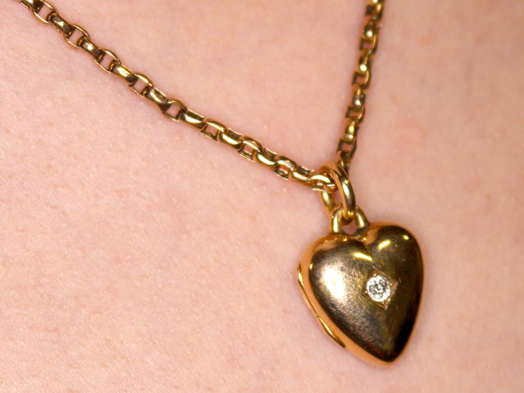 Antique Victorian Diamond and Yellow Gold Heart Locket at 1stDibs