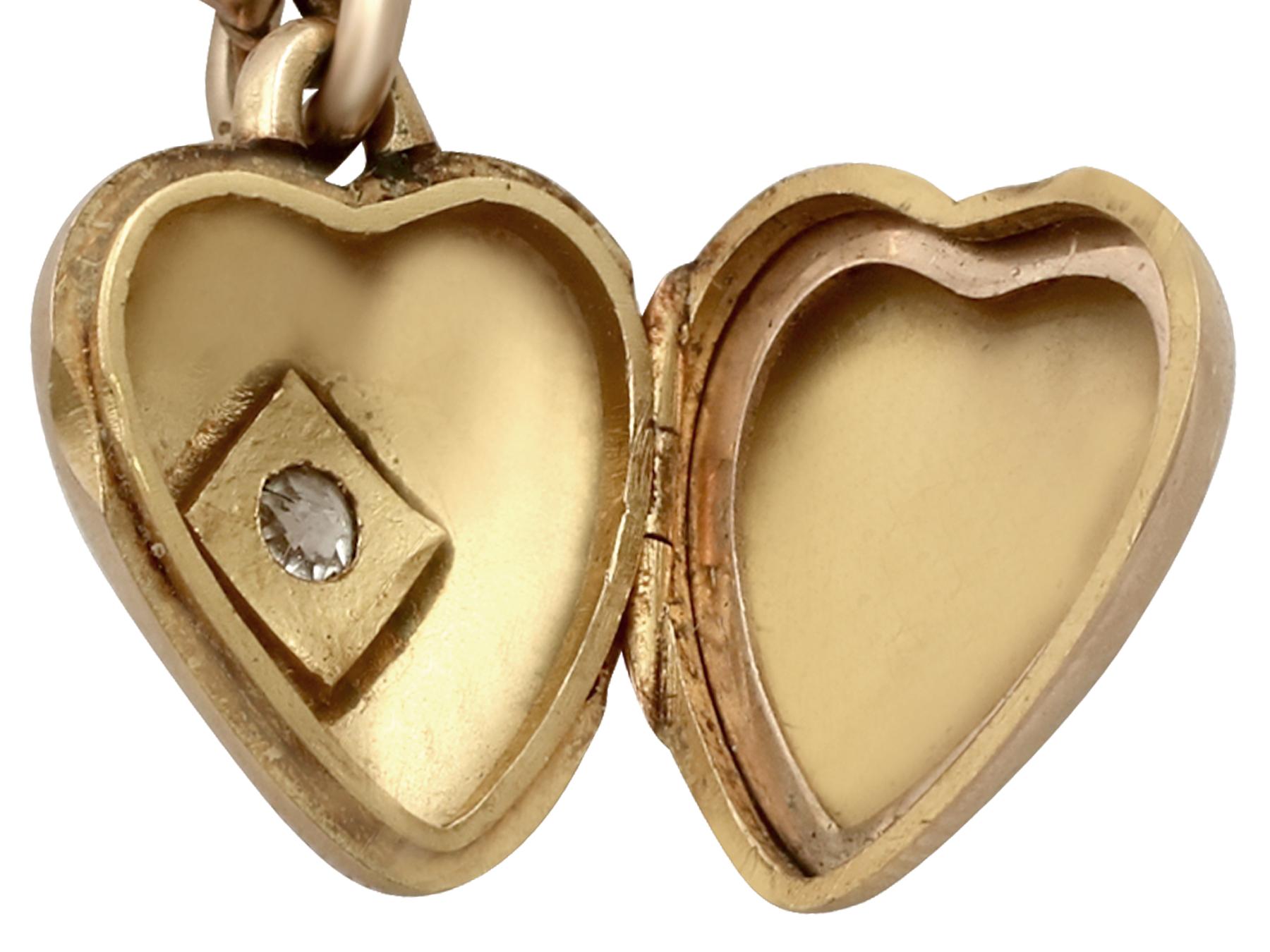 Antique Victorian Diamond and Yellow Gold Heart Locket at 1stDibs