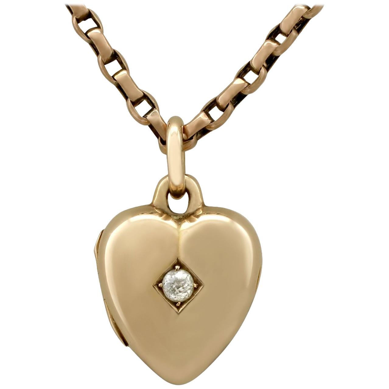 Antique Victorian Diamond and Yellow Gold Heart Locket at 1stDibs