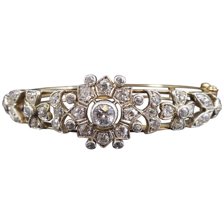 Antique Victorian Diamond Bangle, circa 1890s, Old Cut and Swiss Cut ...