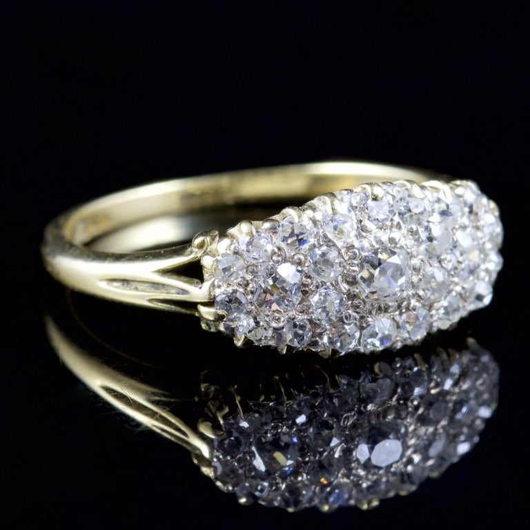 Antique Victorian Diamond Cluster Pave Set Ring 18 Carat, circa 1880 ...