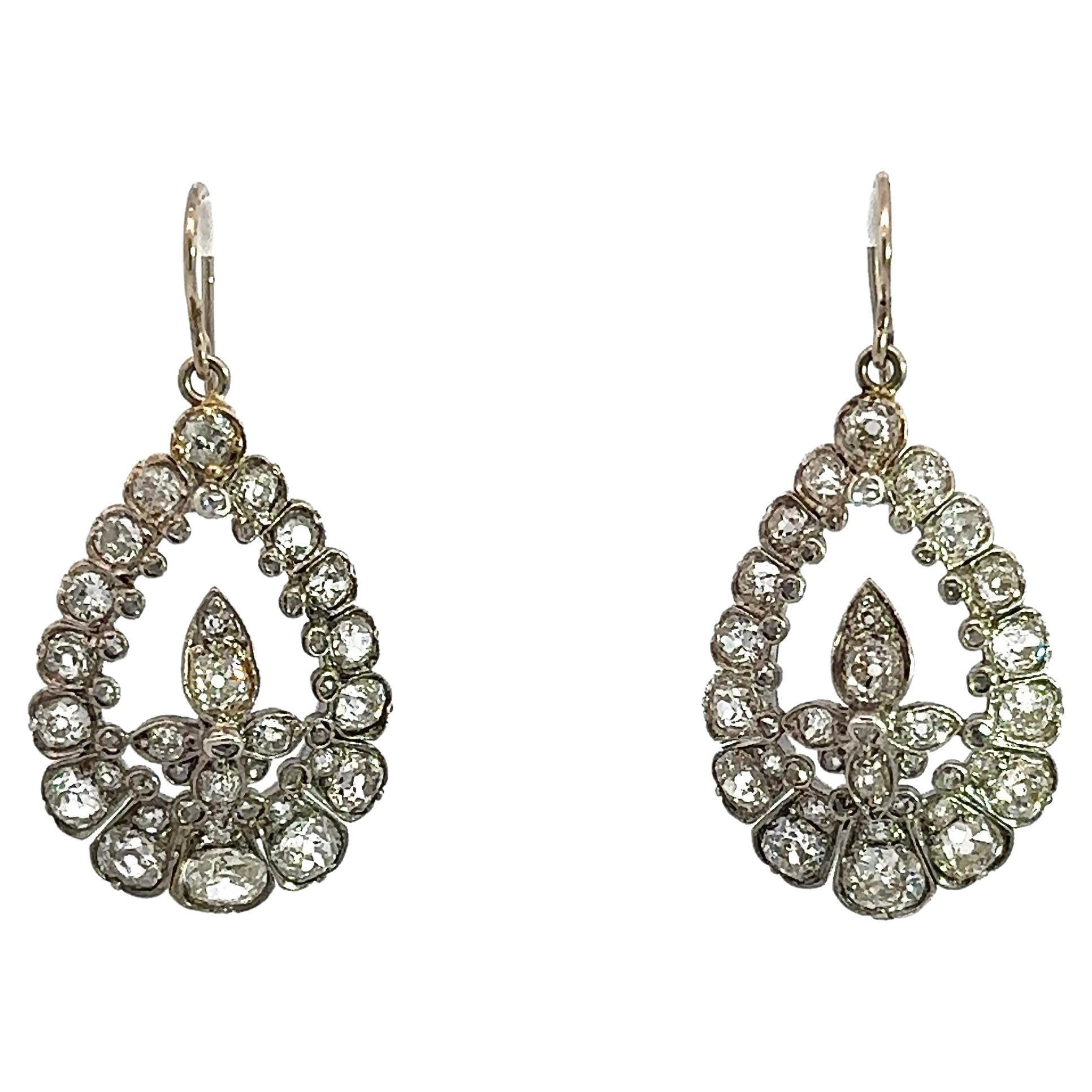 Antique Victorian Ruby Emerald Gold Dangling Earrings For Sale at ...