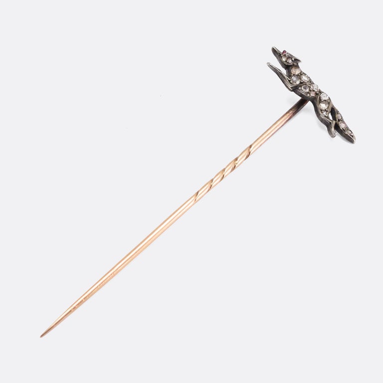 Antique Victorian Diamond Fox Stick Pin at 1stDibs