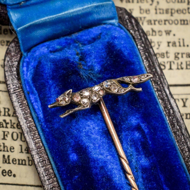 Antique Victorian Diamond Fox Stick Pin at 1stDibs