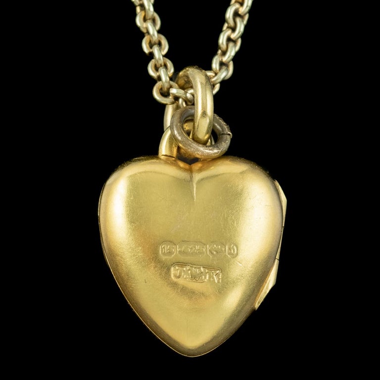 Antique Victorian Diamond Heart Locket Necklace with Heart Box Dated ...