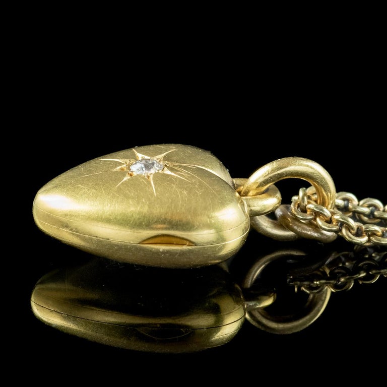 Antique Victorian Diamond Heart Locket Necklace with Heart Box Dated ...