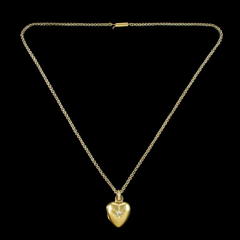 Antique Victorian Diamond Heart Locket Necklace with Heart Box Dated ...