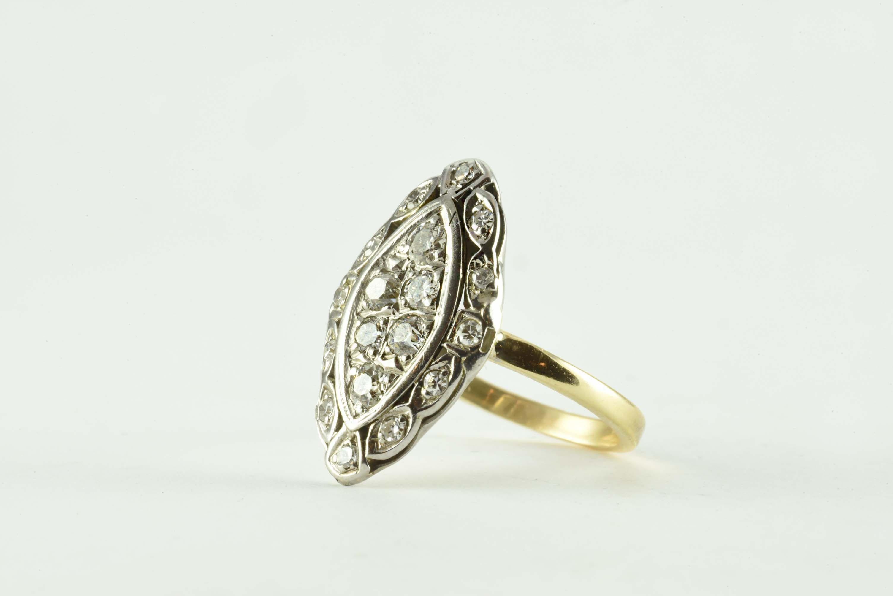 Antique Victorian Diamond Navette Dinner Ring For Sale at 1stDibs ...