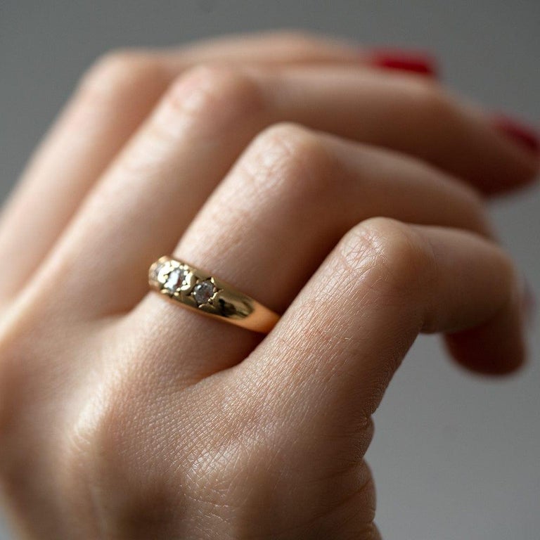 Antique Victorian Diamond Star Gypsy 18 Carat Gold Ring For Sale at 1stDibs