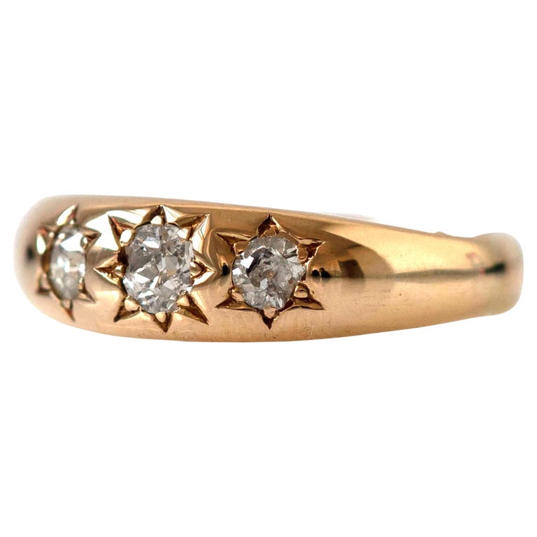 Antique Victorian Diamond Star Gypsy 18 Carat Gold Ring For Sale at 1stDibs