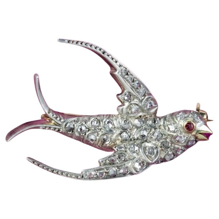 Antique Victorian Diamond Swallow Brooch, circa 1880–1900 For Sale at ...