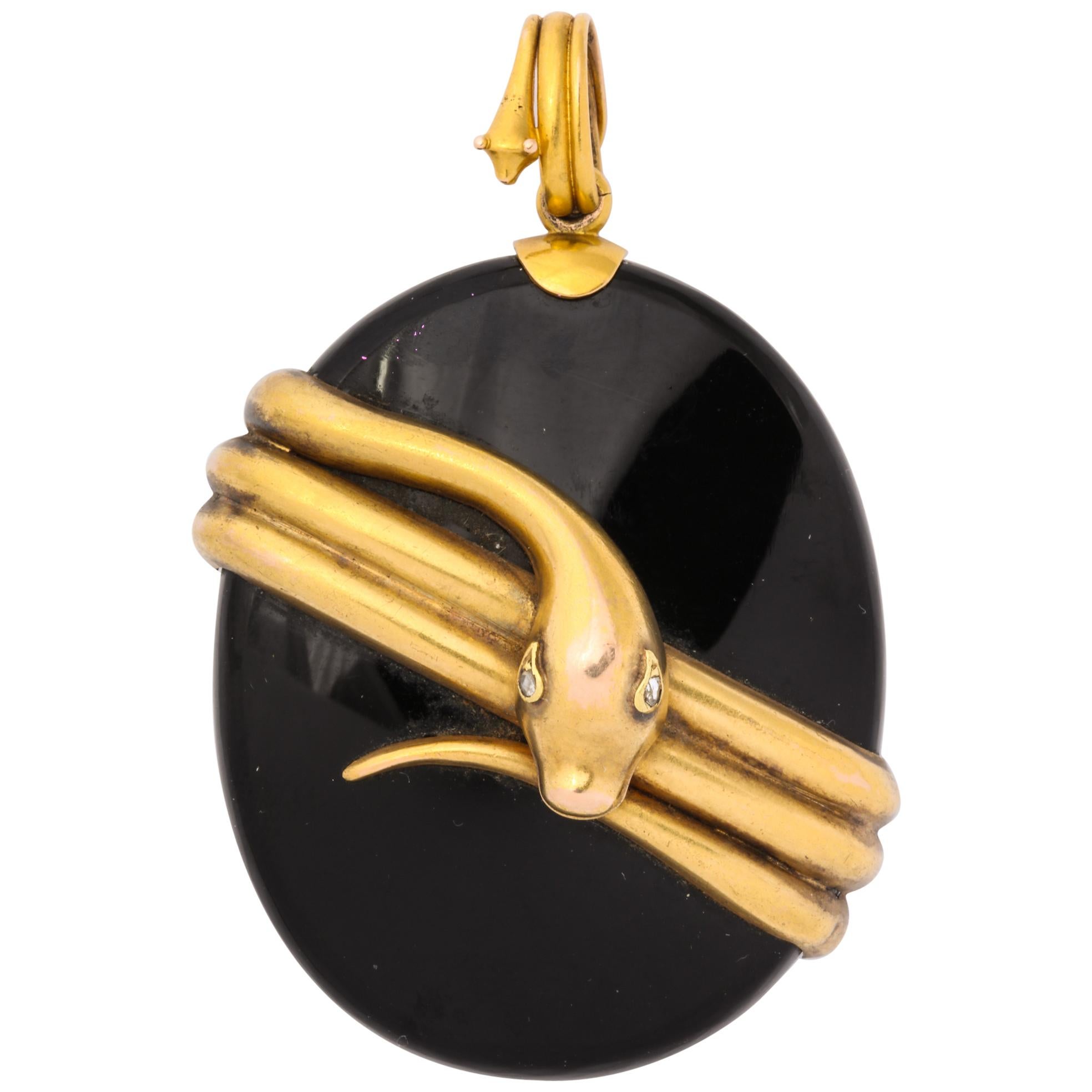 Antique Victorian Double Serpent Locket with Diamond Eyes at 1stDibs