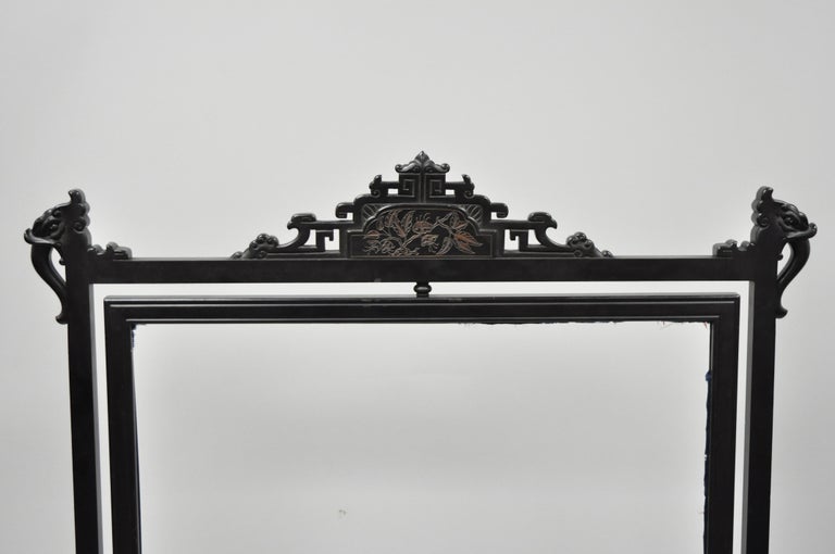 Antique Victorian Ebonized Oriental Revolving Fire Screen Fireplace ...