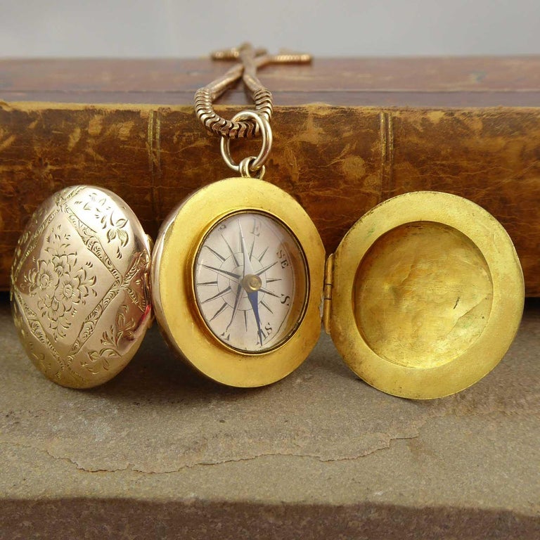 Antique Victorian/Edwardian Gold Locket with Compass, C1900s, Twin ...