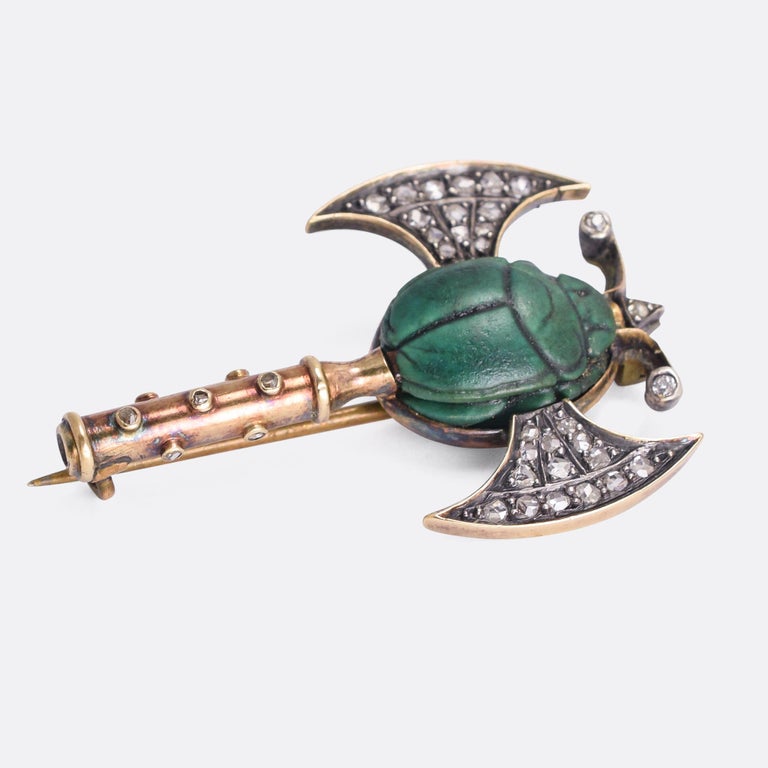 Antique Victorian Egyptian Revival Scarab Axe Brooch at 1stDibs