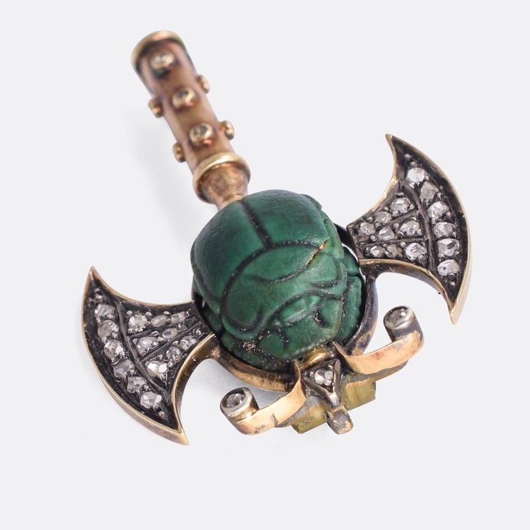 Antique Victorian Egyptian Revival Scarab Axe Brooch at 1stDibs