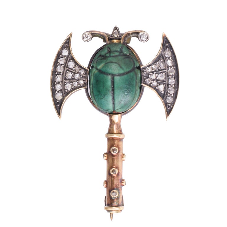 Antique Victorian Egyptian Revival Scarab Axe Brooch at 1stDibs