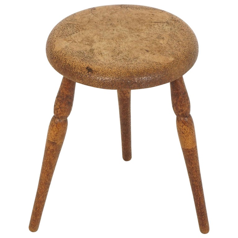 Antique Victorian Elm Circular Stool, Poker Work Stool, Scotland 1890 ...