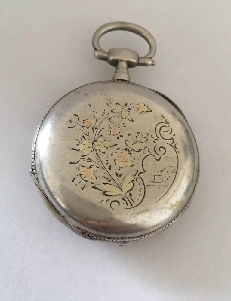 Antique Victorian Enamel Inlaid Key-Wind Pocket Watch at 1stDibs