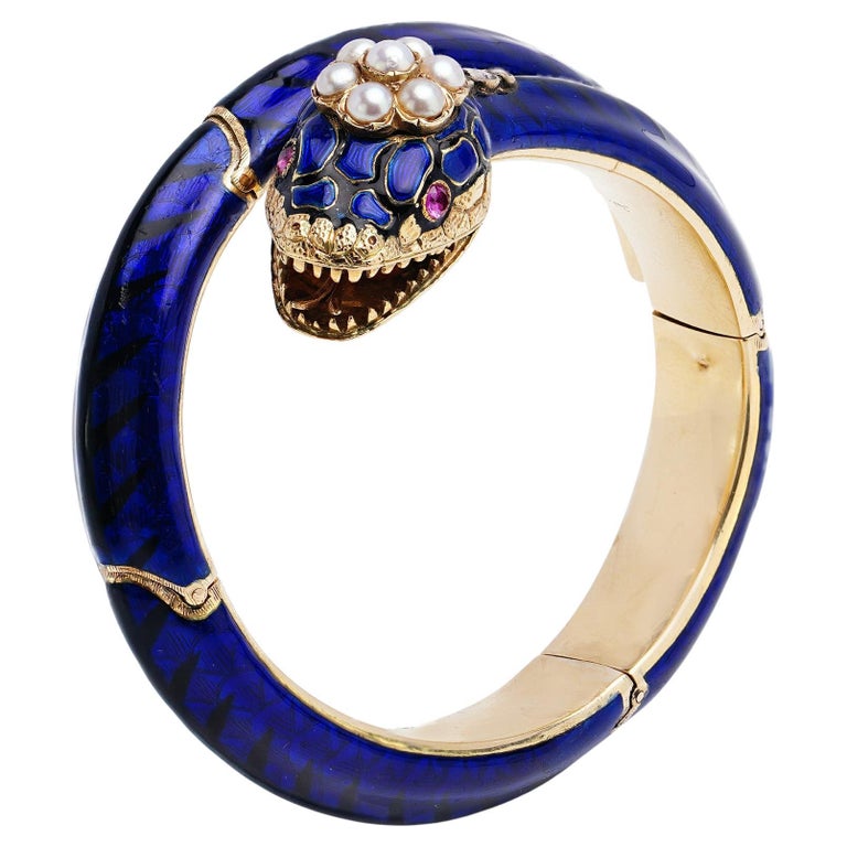 Antique Victorian enamel snake bangle For Sale at 1stDibs