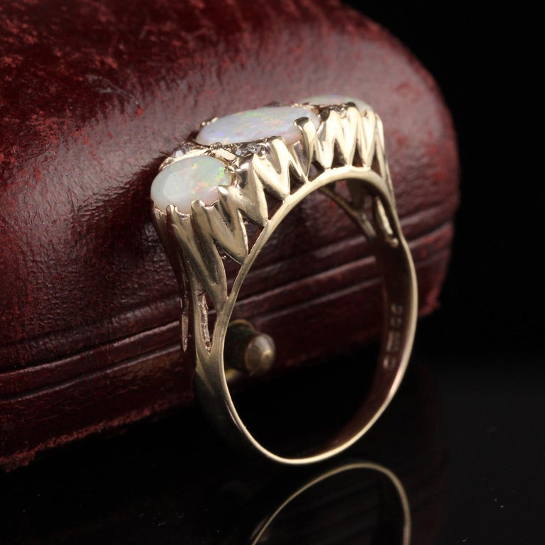 Antique Victorian English 10k Yellow Gold Opal Three Stone Ring For ...